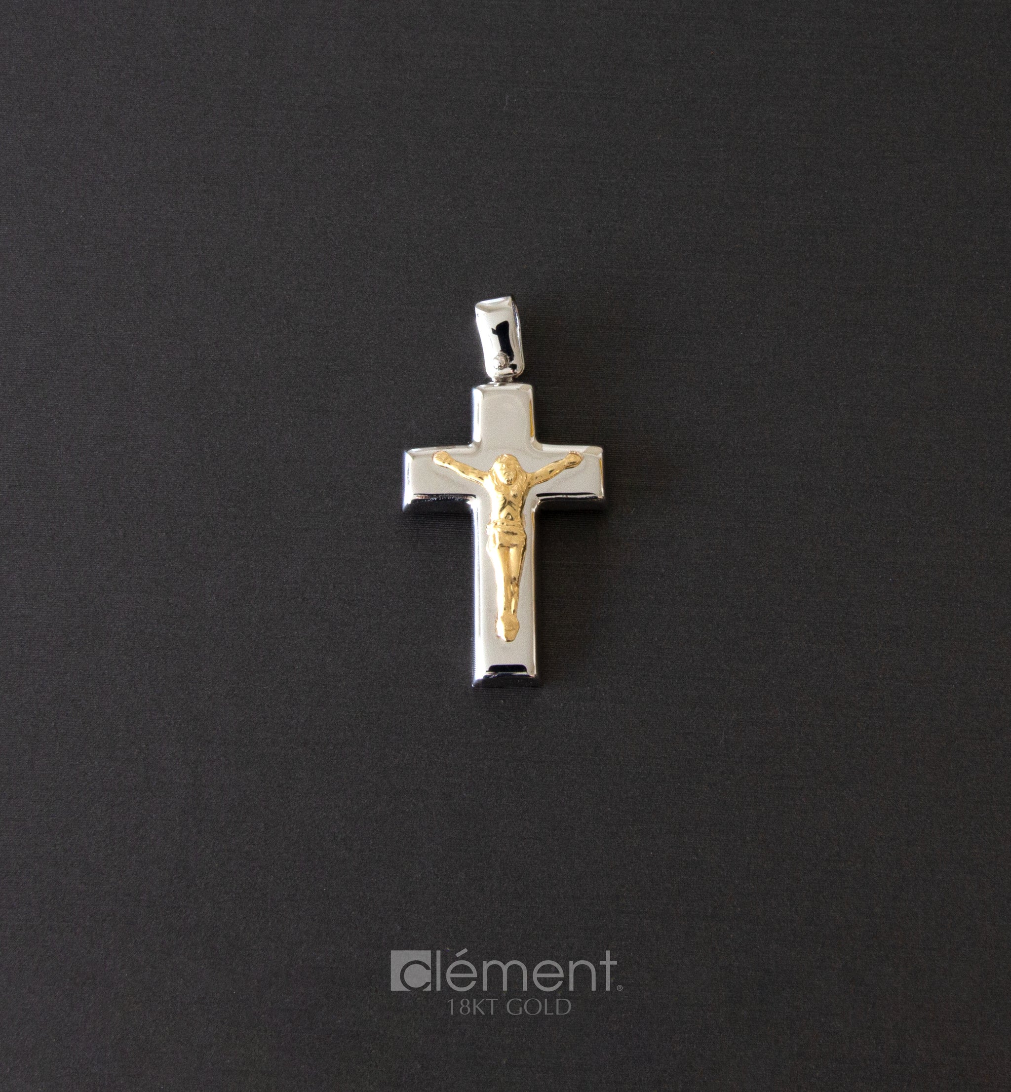 18ct Gold Two-Tone Cross Pendant