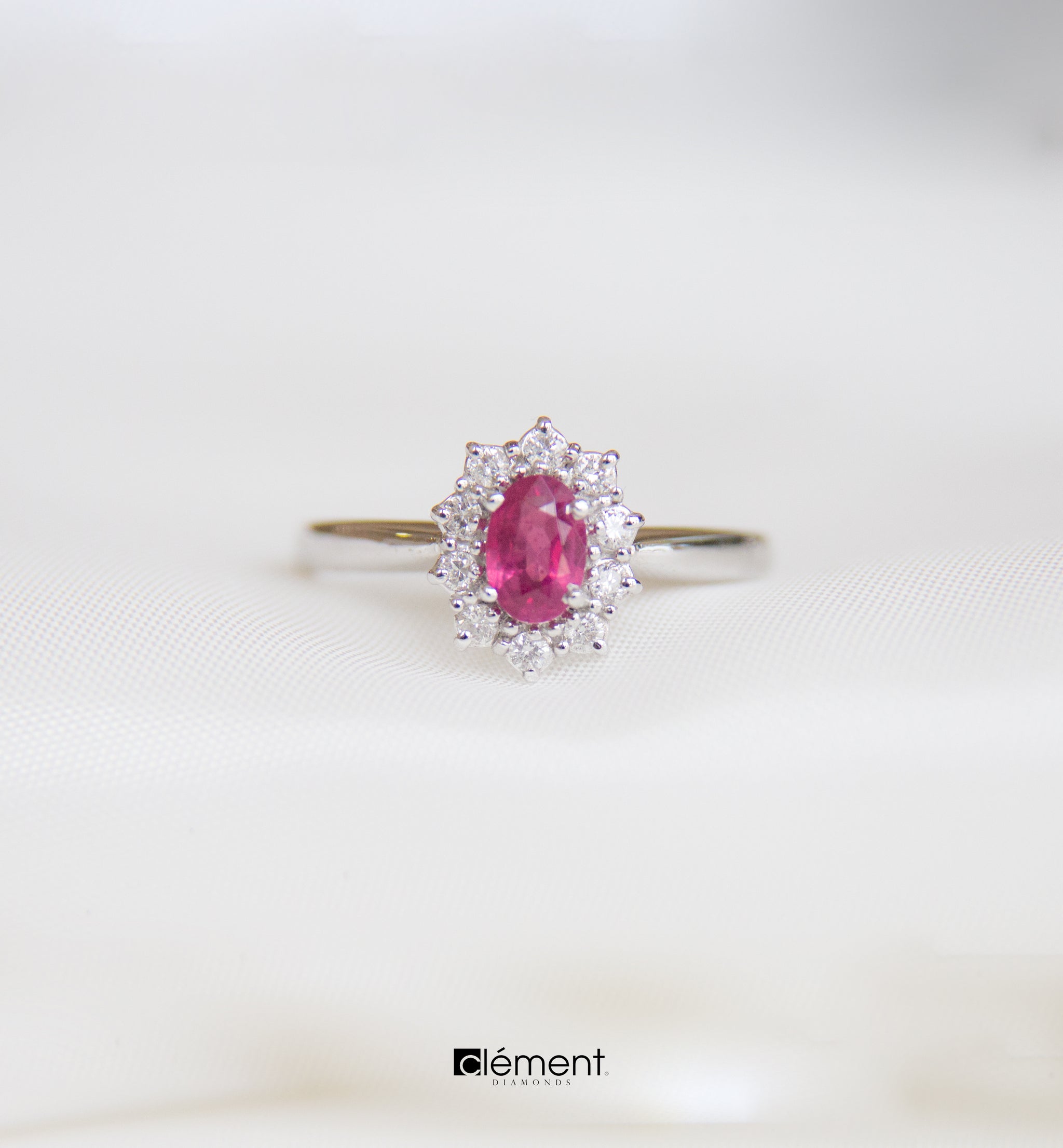 18ct White Gold Diamond & Ruby Ring